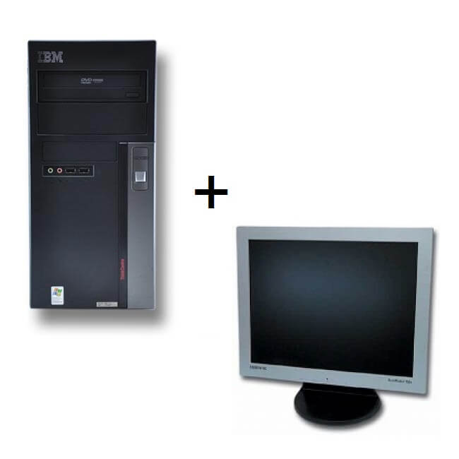 Pachet sistem IBM Lenovo ThinkCentre E50 + Monitor 15 inch Grad -A ...